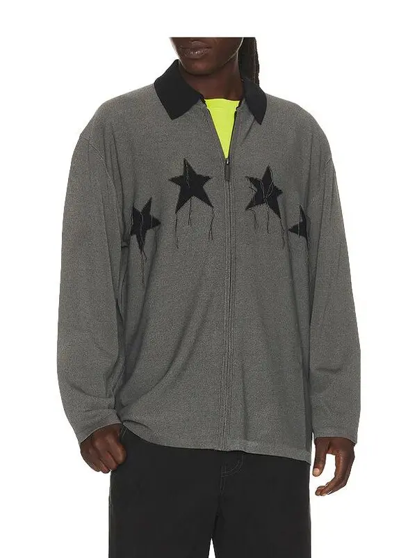 MADFRENZY Star Knit Zip Shirt - Graphite