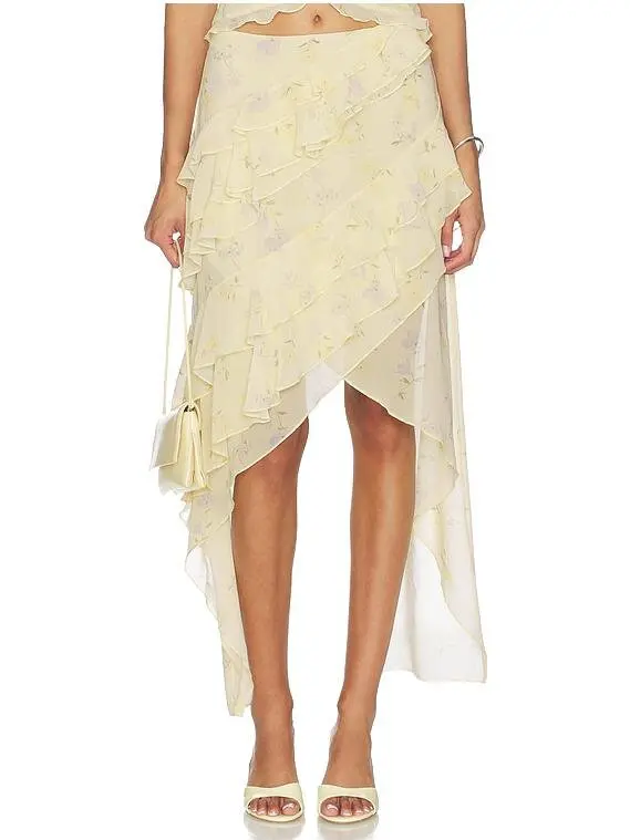 Tularosa Cecilia Maxi Skirt - Pale Yellow Floral