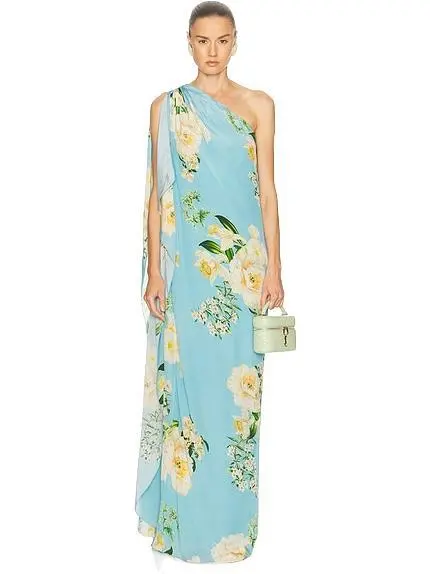 Hemant & Nandita Ajia One Shoulder Kaftan Dress - Blue