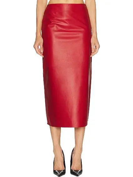 EZR Blade Long Leather Skirt - Red