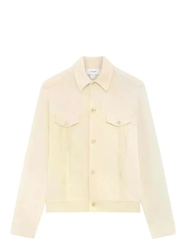 LARDINI Knitted Cotton Spread Collar Jacket - Neutrals