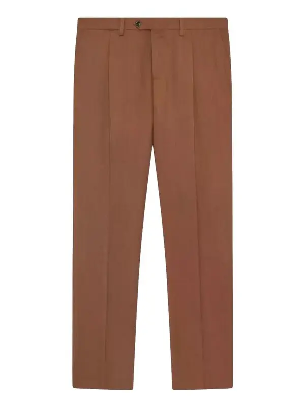 LARDINI Single-pleat Wool Serge Trousers - Brown
