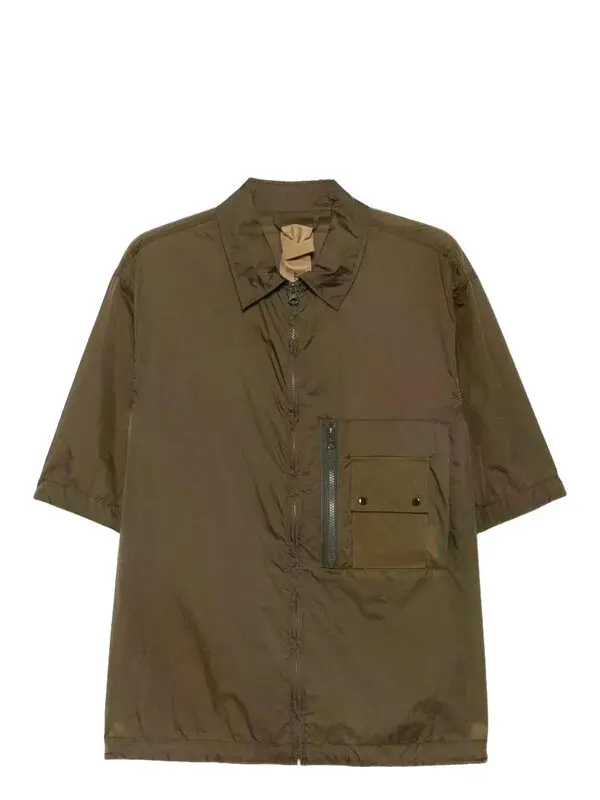 TEN C Mid Layer Zip-up Pocket-detail Shirt - Green