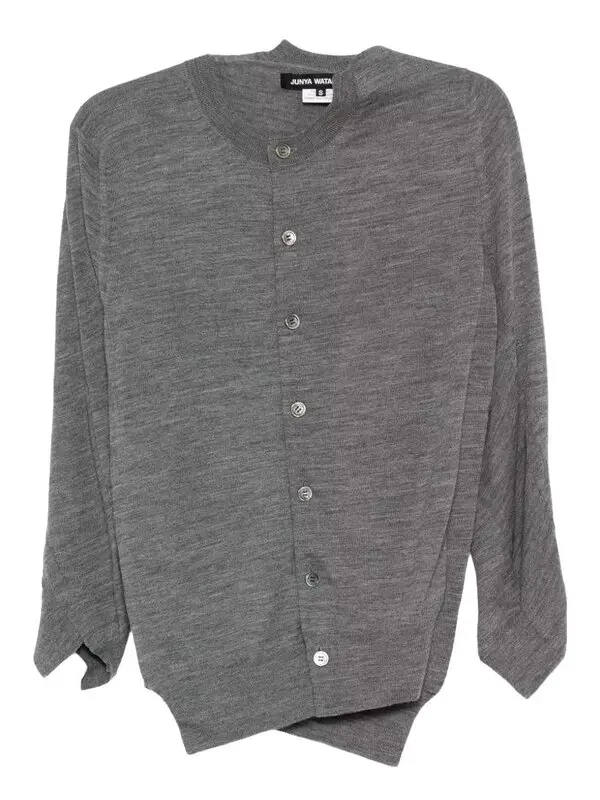 Junya Watanabe Crew-neck Asymmetric Cardigan - Grey