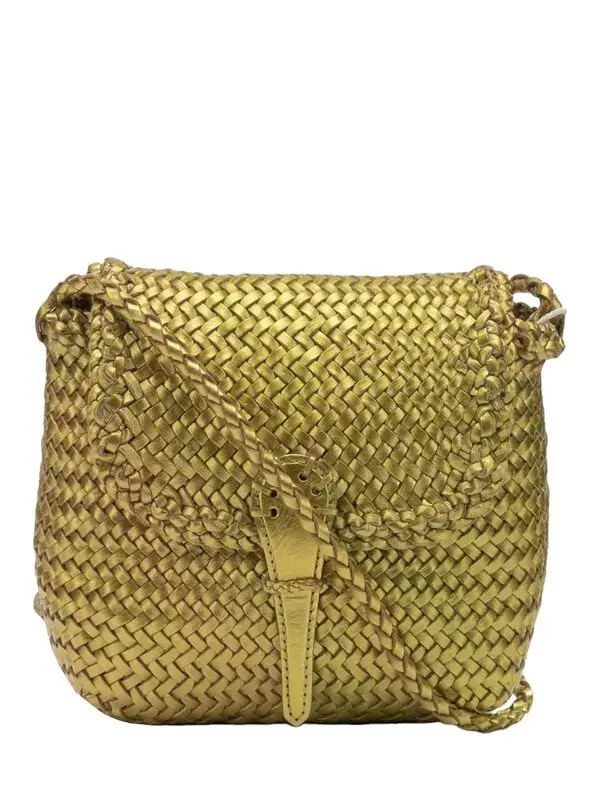 Dragon Diffusion Mini City Woven Leather Shoulder Bag - Gold