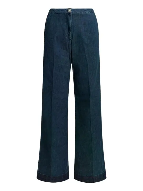 SHAFT JEANS Pressed-crease Wide-leg Jeans - Blue