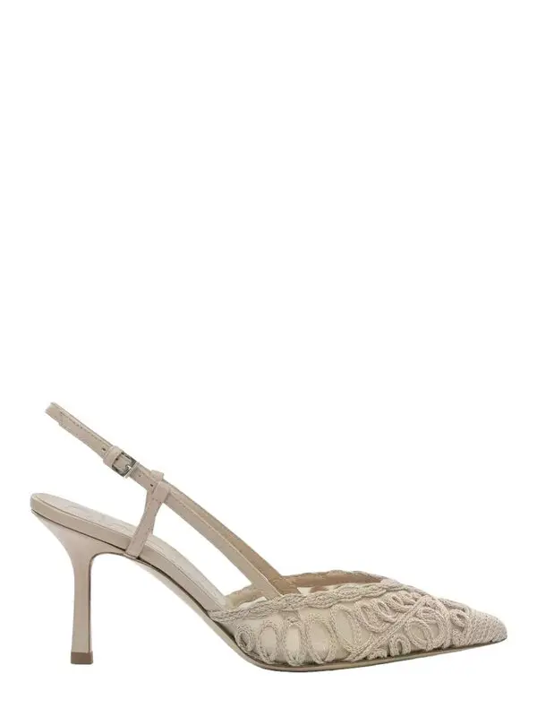 NINALILOU Crochet Knit Slingback Pumps - Neutrals