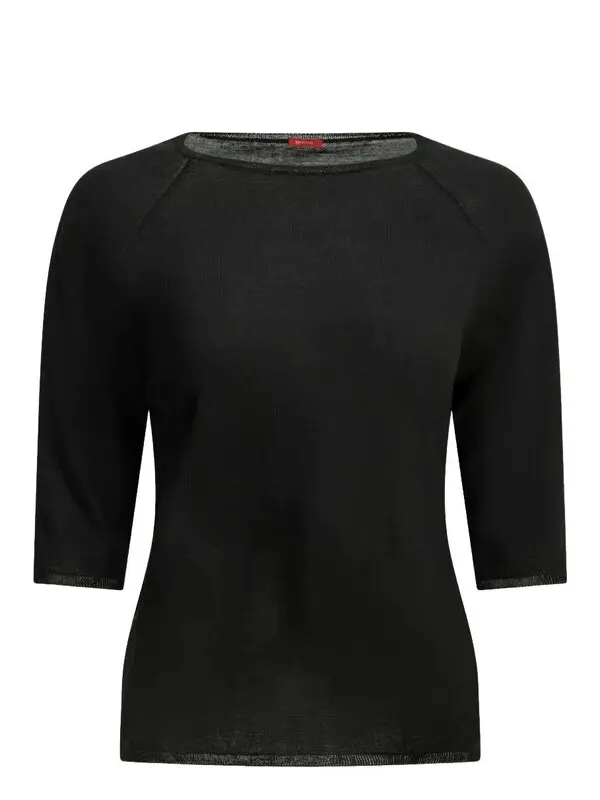 Apuntob Raglan-sleeve Boat-neck Cotton Sweater - Black