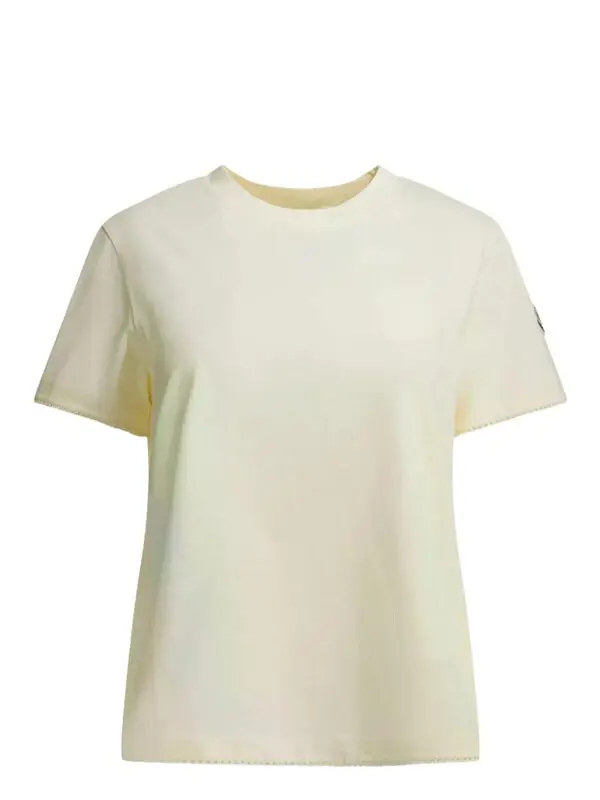 Moncler Logo-patch Scalloped-trim T-shirt - Neutrals