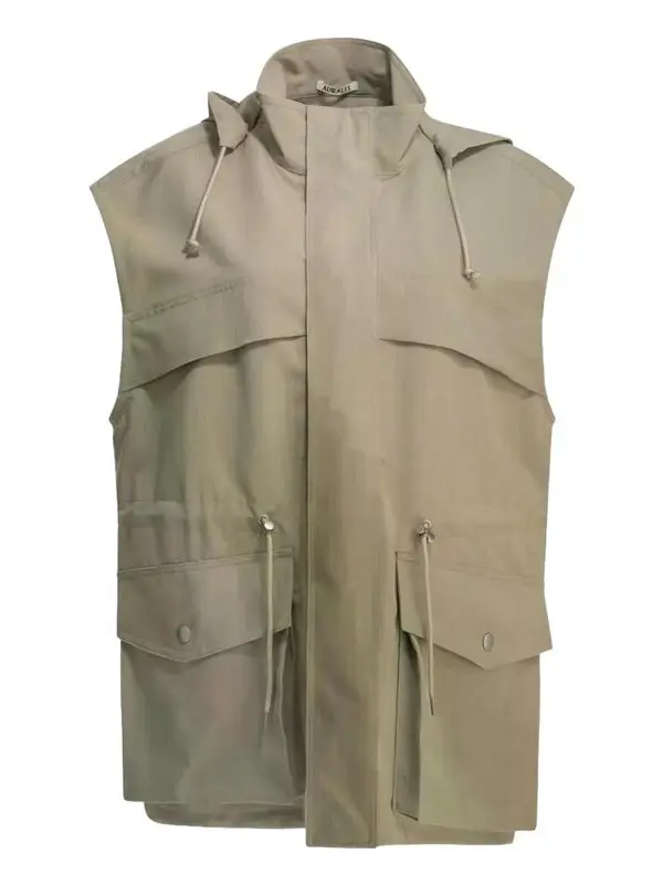 Auralee Hooded Drawstring Gilet - Neutrals