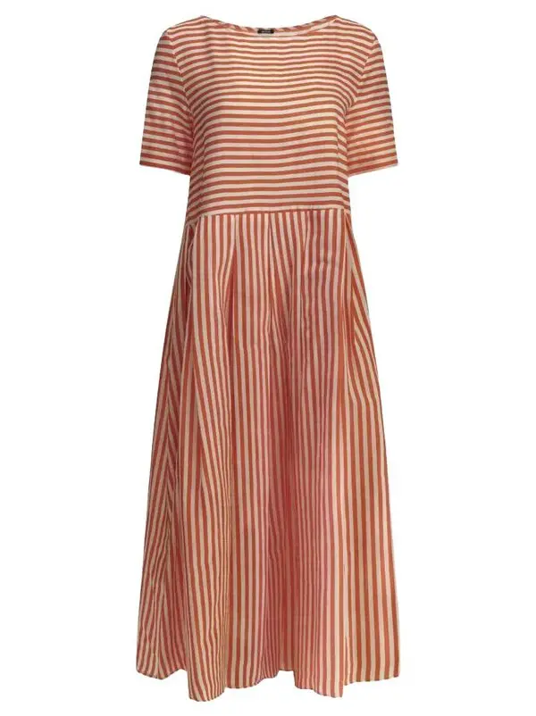 Apuntob Striped Cotton Midi Dress - Red