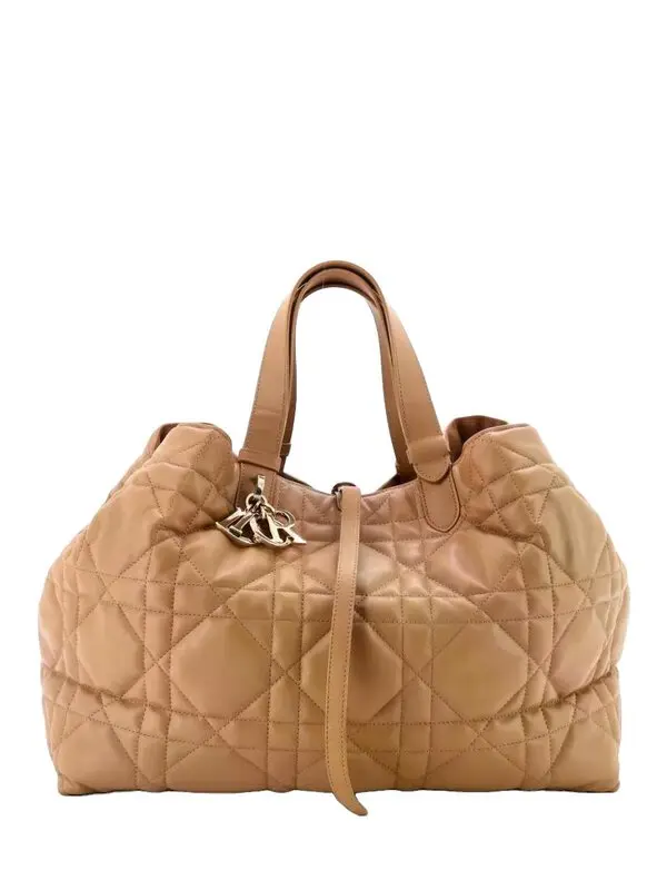 Dior Macrocannage Quilt Large Tote Bag - Brown