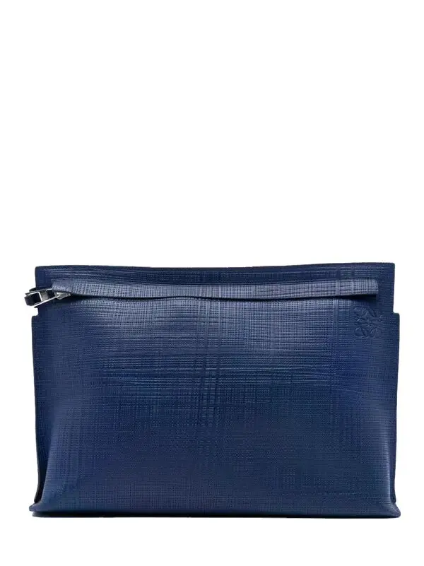 Loewe Leather Anagram T Clutch Bag - Blue