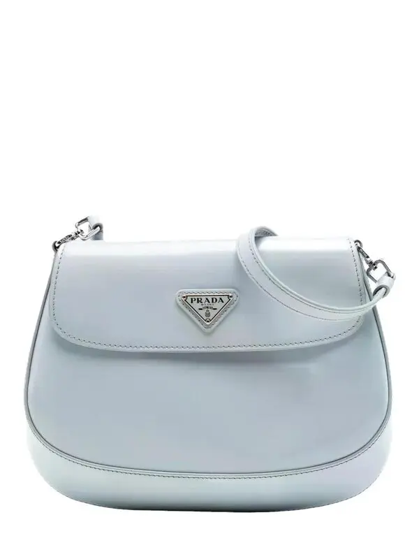 Prada 2000-2013 Mini Brushed Leather Cleo Flap Shoulder Bag - Grey