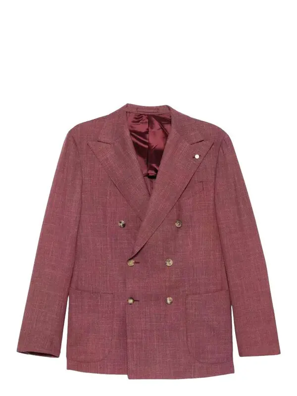 L.B.M. 1911 Double-breasted Peak-lapel Blazer - Red