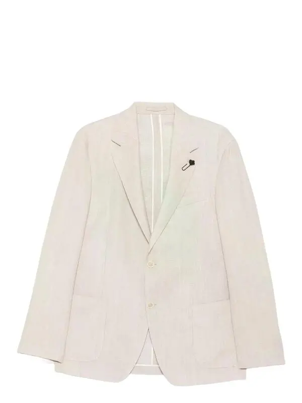 LARDINI Flower-pin Single-breasted Blazer - Neutrals