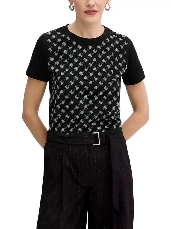 Guess Patterned Crew-neck T-shirt - Black