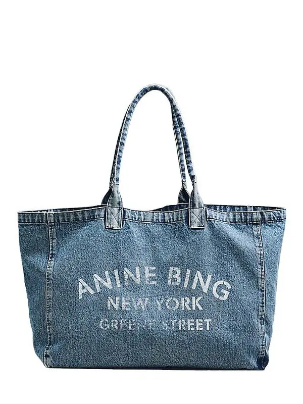 ANINE BING Leo Denim Tote Bag - Shadow Blue