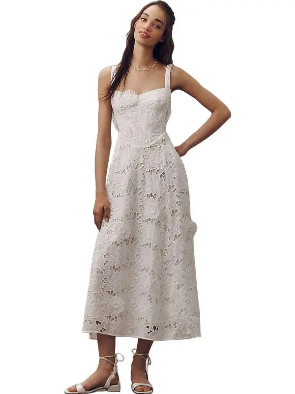 Bardot Adaline Broderie Maxi Dress - Orchid White