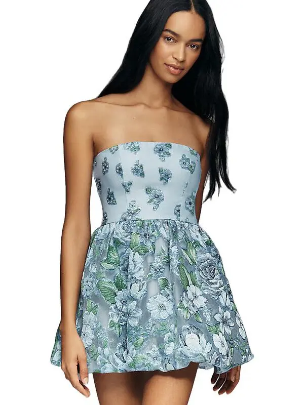 Dress The Population Spencer Strapless Mini Dress - Blue Floral