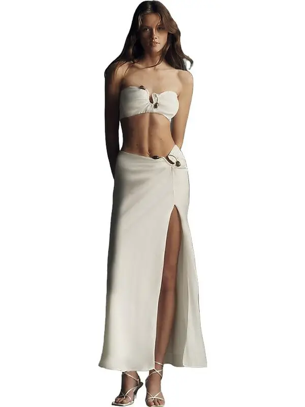 Anthropologie Bardot Dylan Satin Maxi Skirt - Orchid White