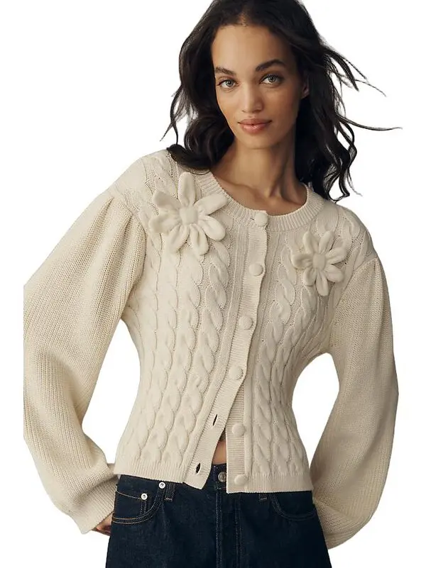 Baum Und Pferdgarten Cattia Cotton Floral Sweater - Glowing Cream