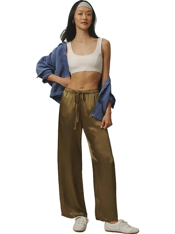 Michael Stars Jacqueline Satin Wide-leg Pants - Olive