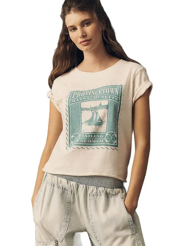 Maeve 100% Cotton Graphic Boxy T-shirt - Ivory