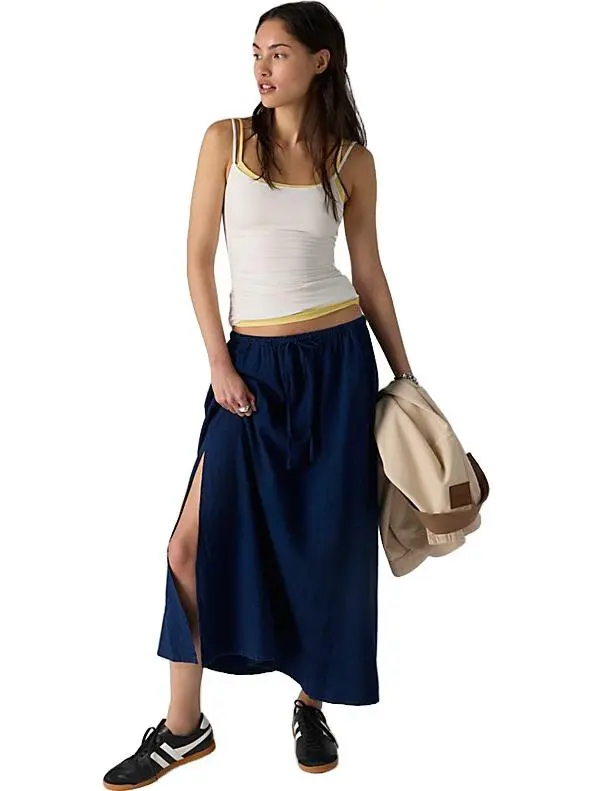 Closed Gathered Maxi Skirt - Dark Blue