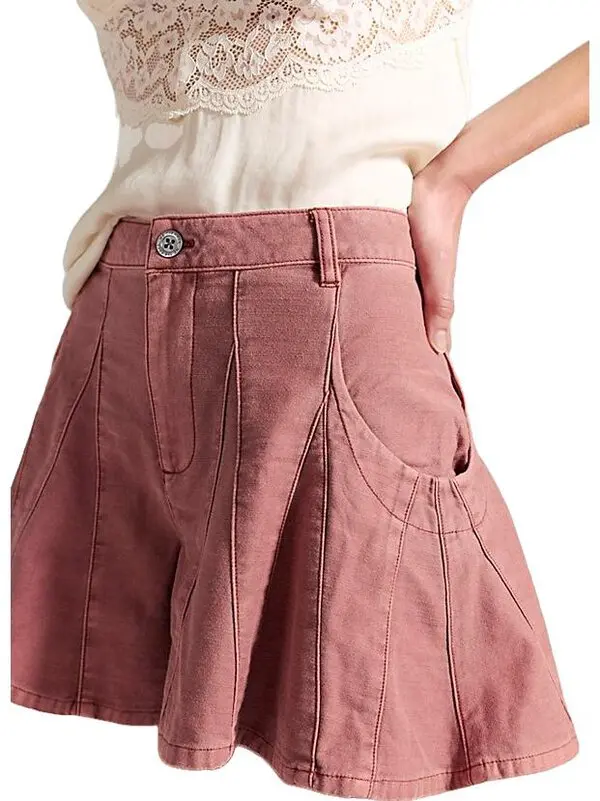 Free People A-line Mid-rise Shorts - Cedar Wood