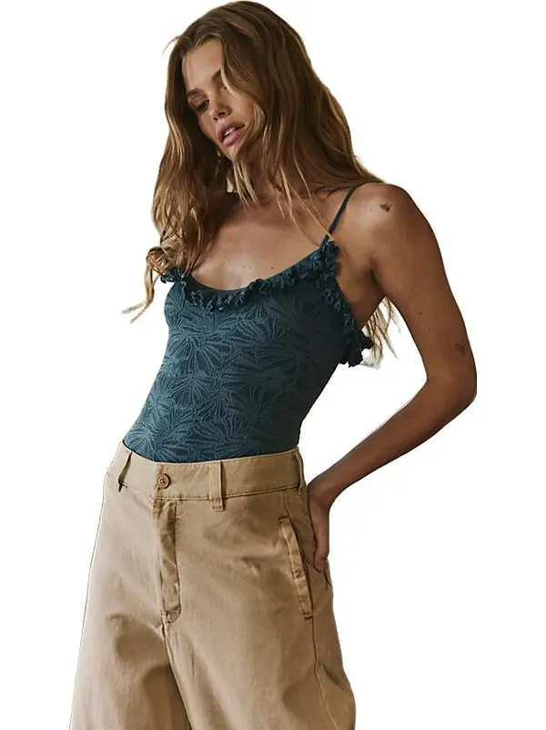 Free People Intimately Ruffle Shuffle Bodysuit - Balsam