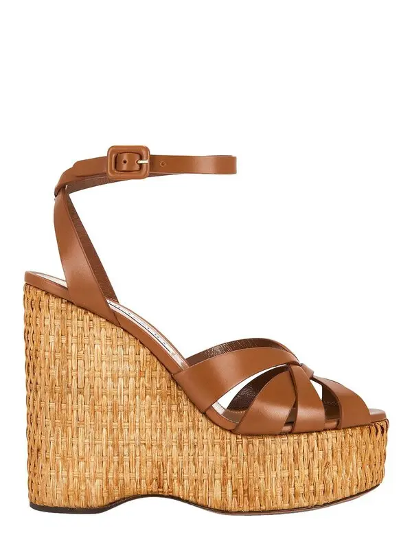 AQUAZZURA Copacabana 130 Wedge Sandal - Tobacco