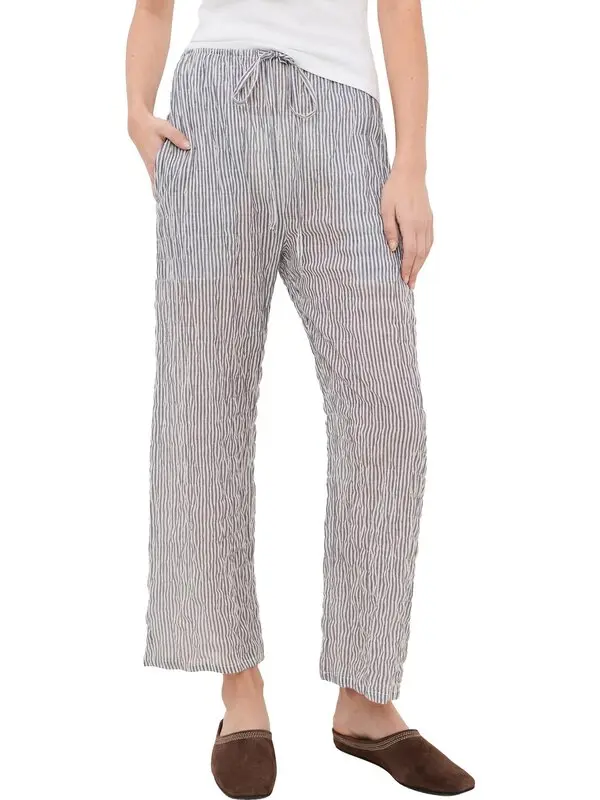 LE BOP Arden Stripe Pants - Charcoal/white