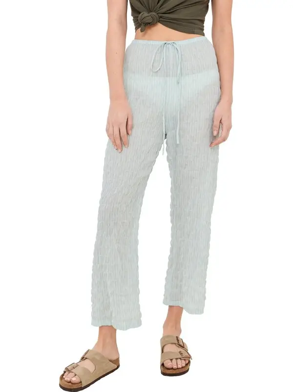 LE BOP Striped Drawstring Pants - Sage Green