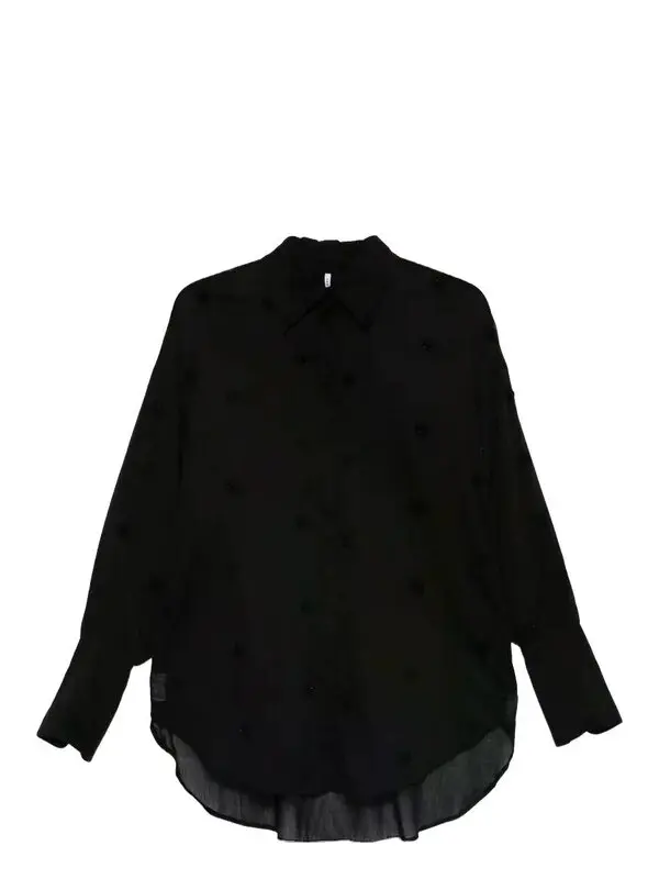 Liviana Conti Bead-embellished Semi-sheer Shirt - Black