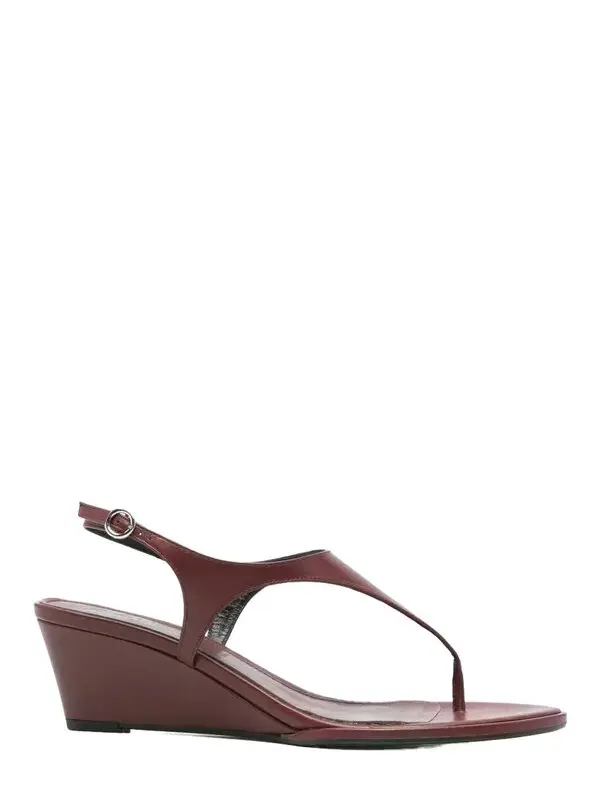 AeydĒ Roose Leather Wedge Sandals - Red