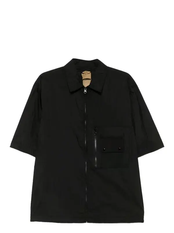 TEN C Mid Layer Zip-up Pocket-detail Shirt - Black