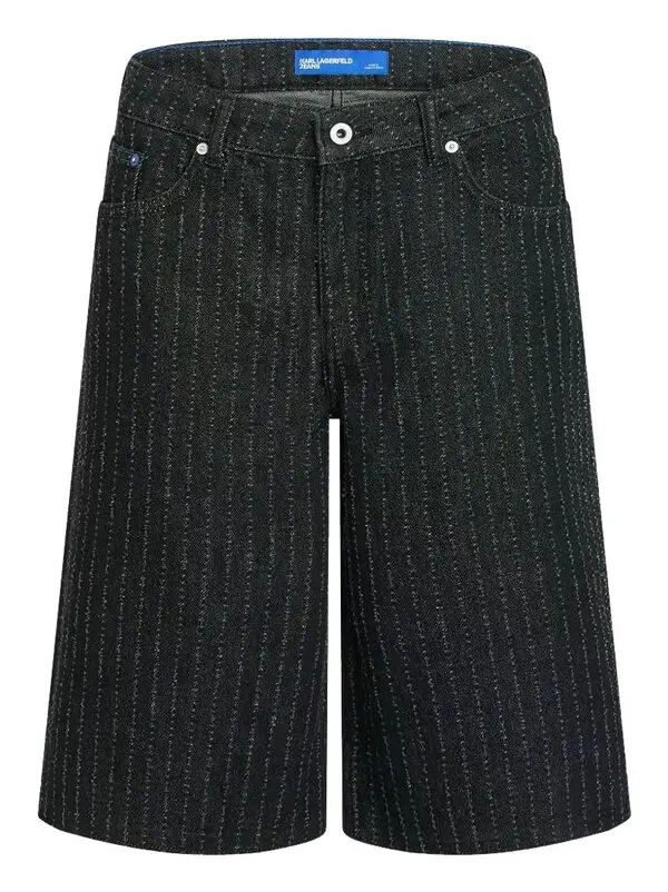 Karl Lagerfeld Pinstripe Denim Shorts - Black