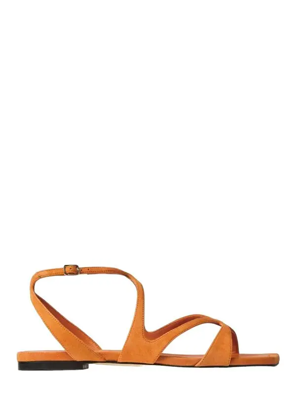 JIMMY CHOO Alya Ankle Strap Flat Sandals - Orange