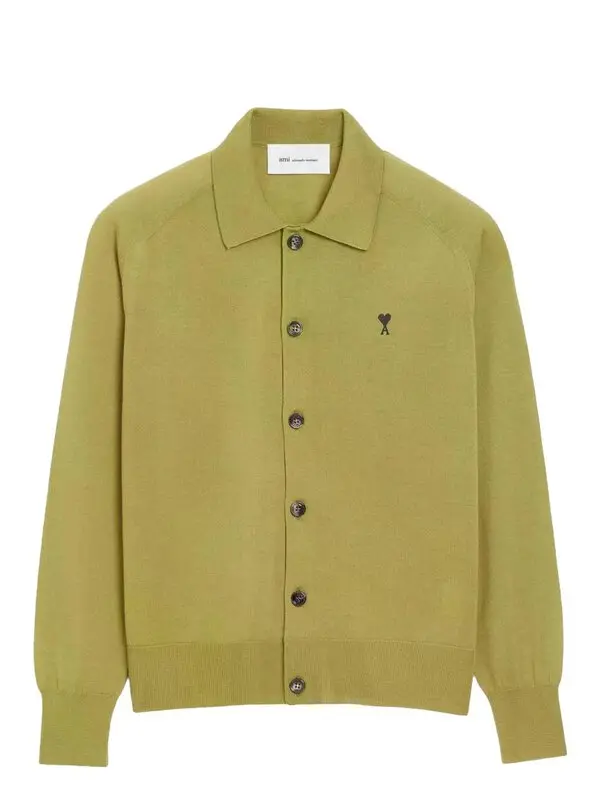 Ami De Coeur Collar Logo Cardigan - Green