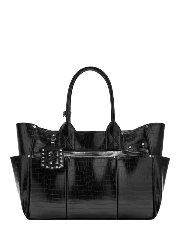 GANNI Embossed Studded Tote Bag - Black