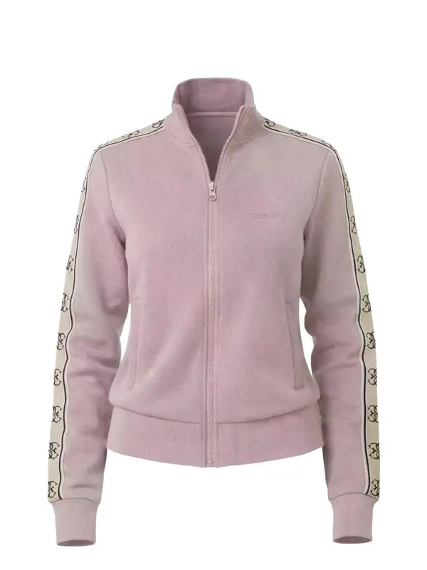 Guess Logo-tape Zip-up Sweatshirt - Pink