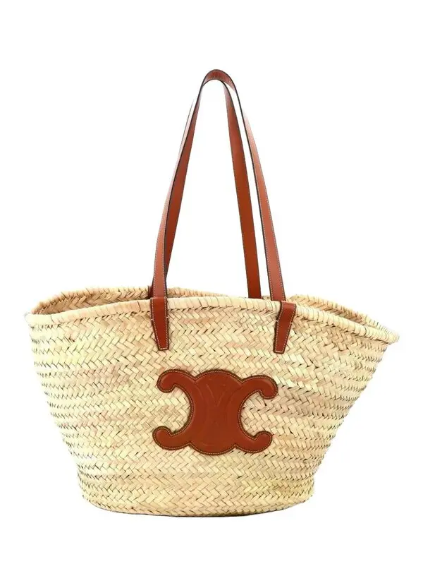 Celine Triomphe Basket Raffia Shoulder Bag - Neutrals
