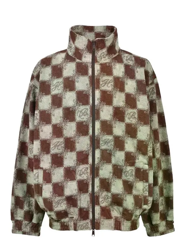 BREATH Block-check Pile Jacket - Brown