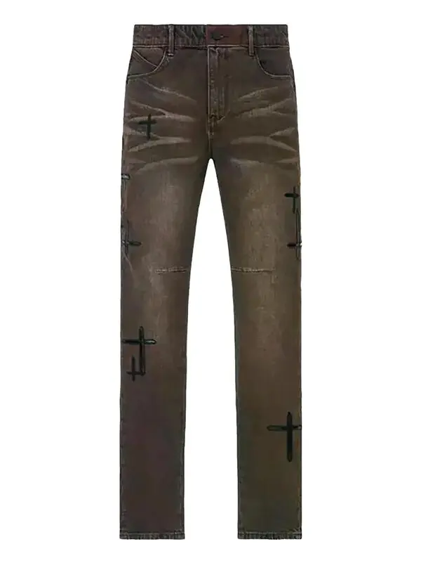 RtA Bryant Cross-patch Skinny Jeans - Brown
