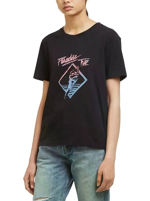 Saint Laurent Slogan-print T-shirt - Black