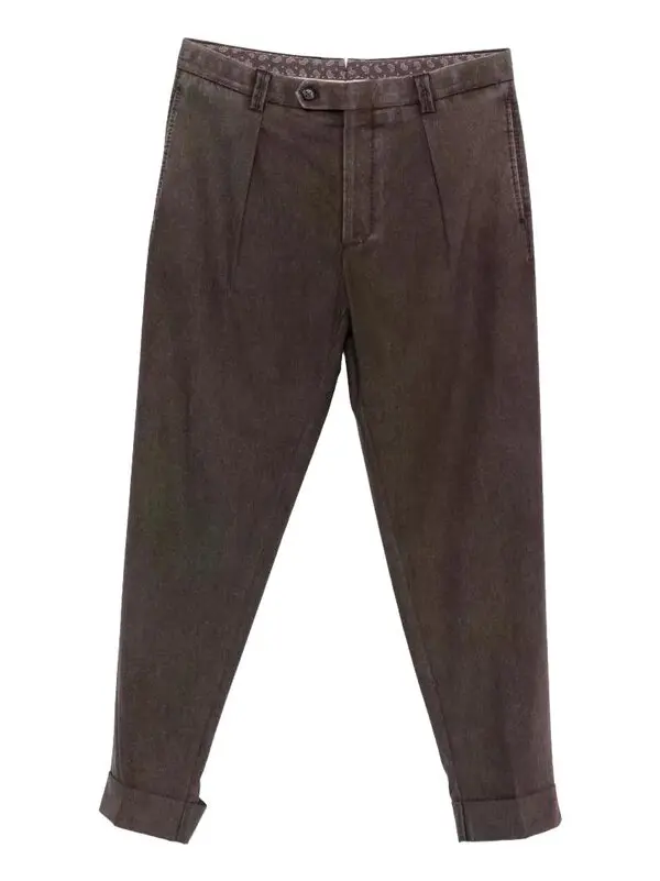 BERWICH Chiaia Pleated Turn-up Trousers - Brown