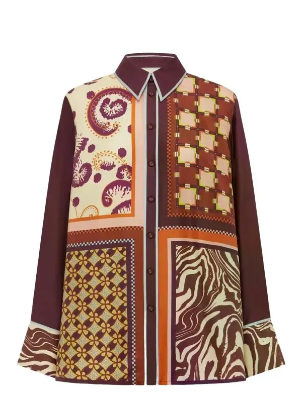 ALEMAIS Wilson Mix-print Shirt - Red