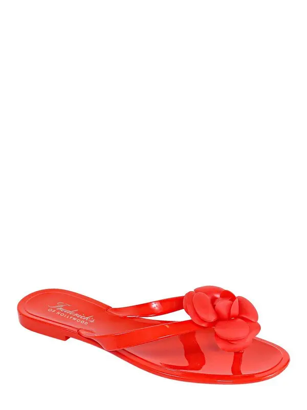 Frederick's Of Hollywood Jelli Camellia Thong Sandal - Red