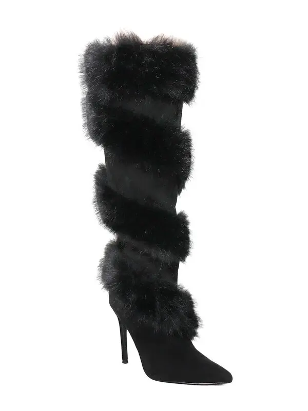 Frederick's Of Hollywood Holly Feather Over-the-knee Boots - Black